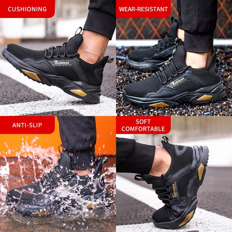 Safety Shoes Men Anti-Smashing Steel Toe Cap Puncture Proof ...